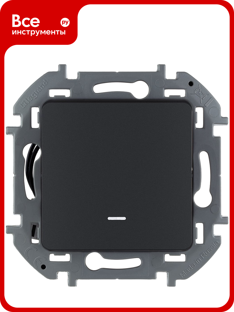 Переключатель Legrand одноклавишный с подсветкой/индикацией Legrand Inspiria 10А 250В безвинтовые зажимы антрацит 673663