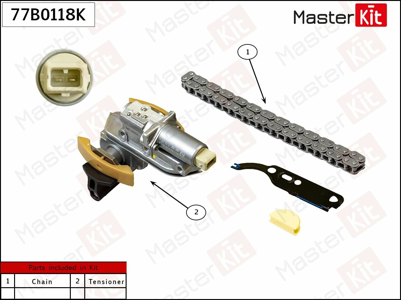 Комплект цепи привода распредвала 1-3 Audi A4/A6/A8/VW PASSAT 2.4-2.8L AGA.ALF.AML MasterKit 77B0118K
