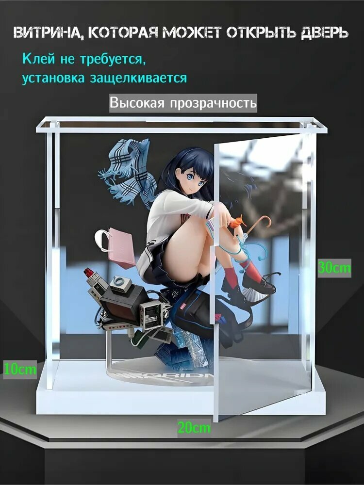 Бокс акриловый , бокс для моделей, 20x10x30 см Дверь может быть открыта