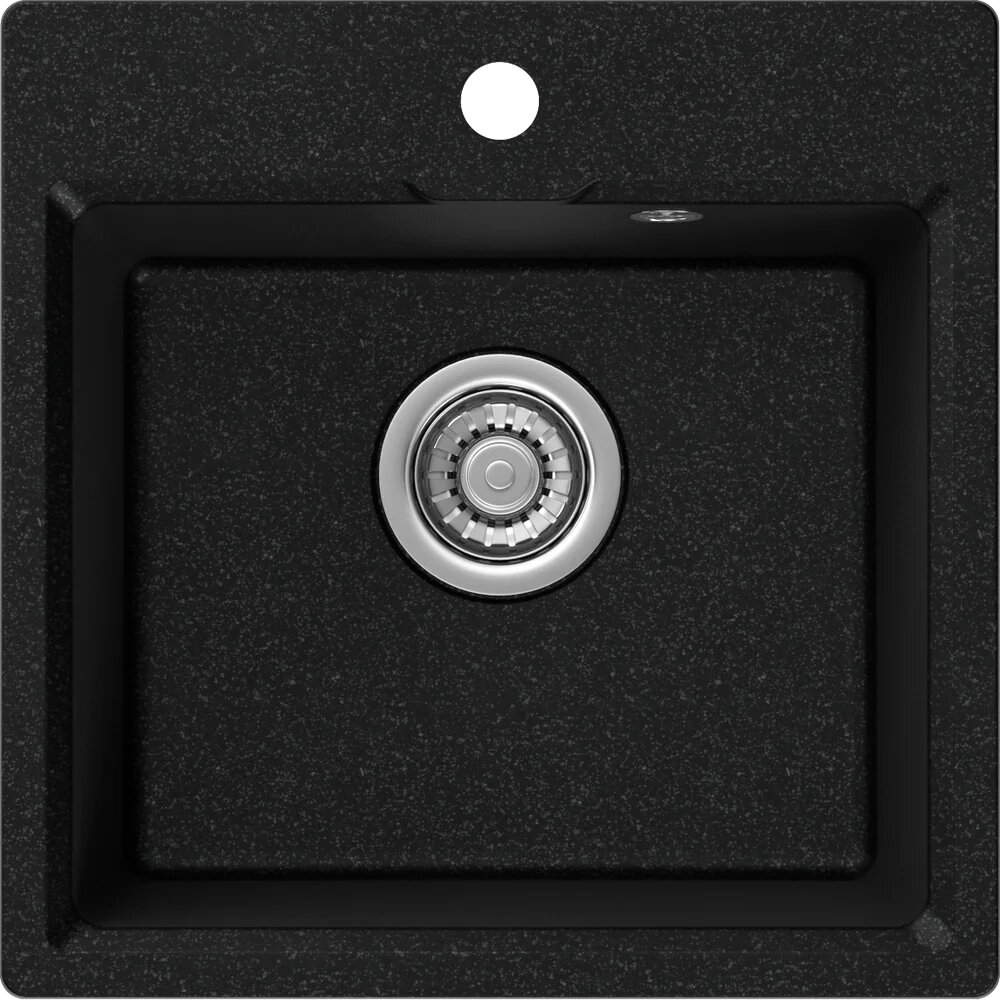 Мойка кухонная NOVA 45x45, мойка для кухни, кварцевая, матовая, черная, круглая