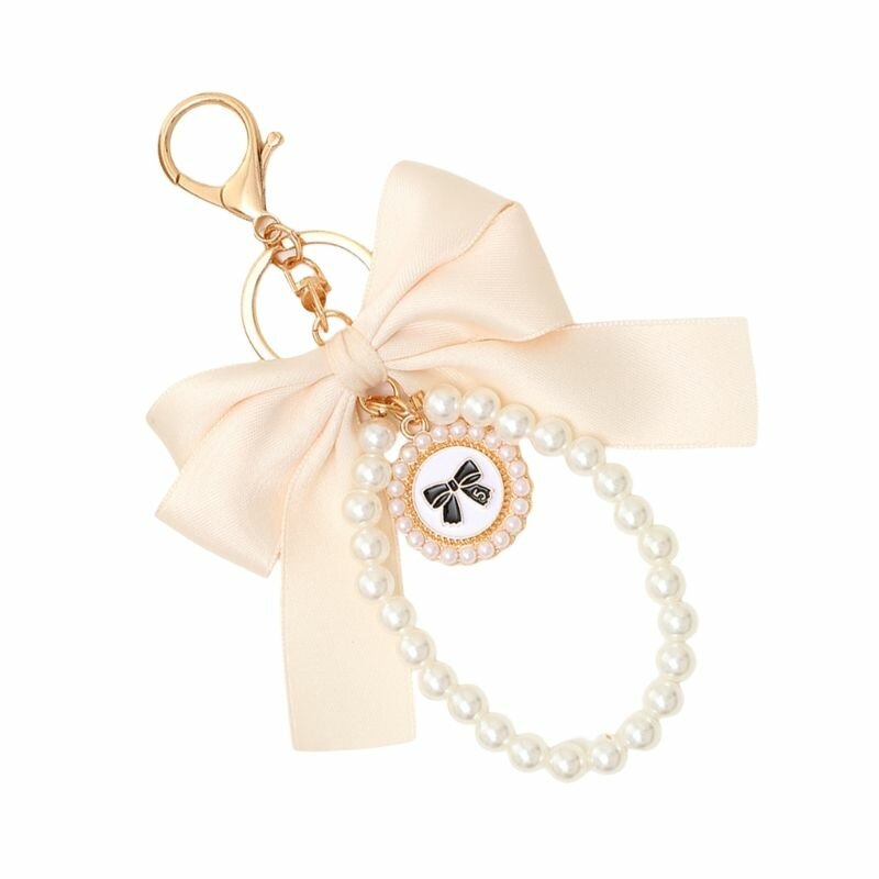 Маленькие украшения для сумок с жемчужным бантом в ароматном стиле-белый