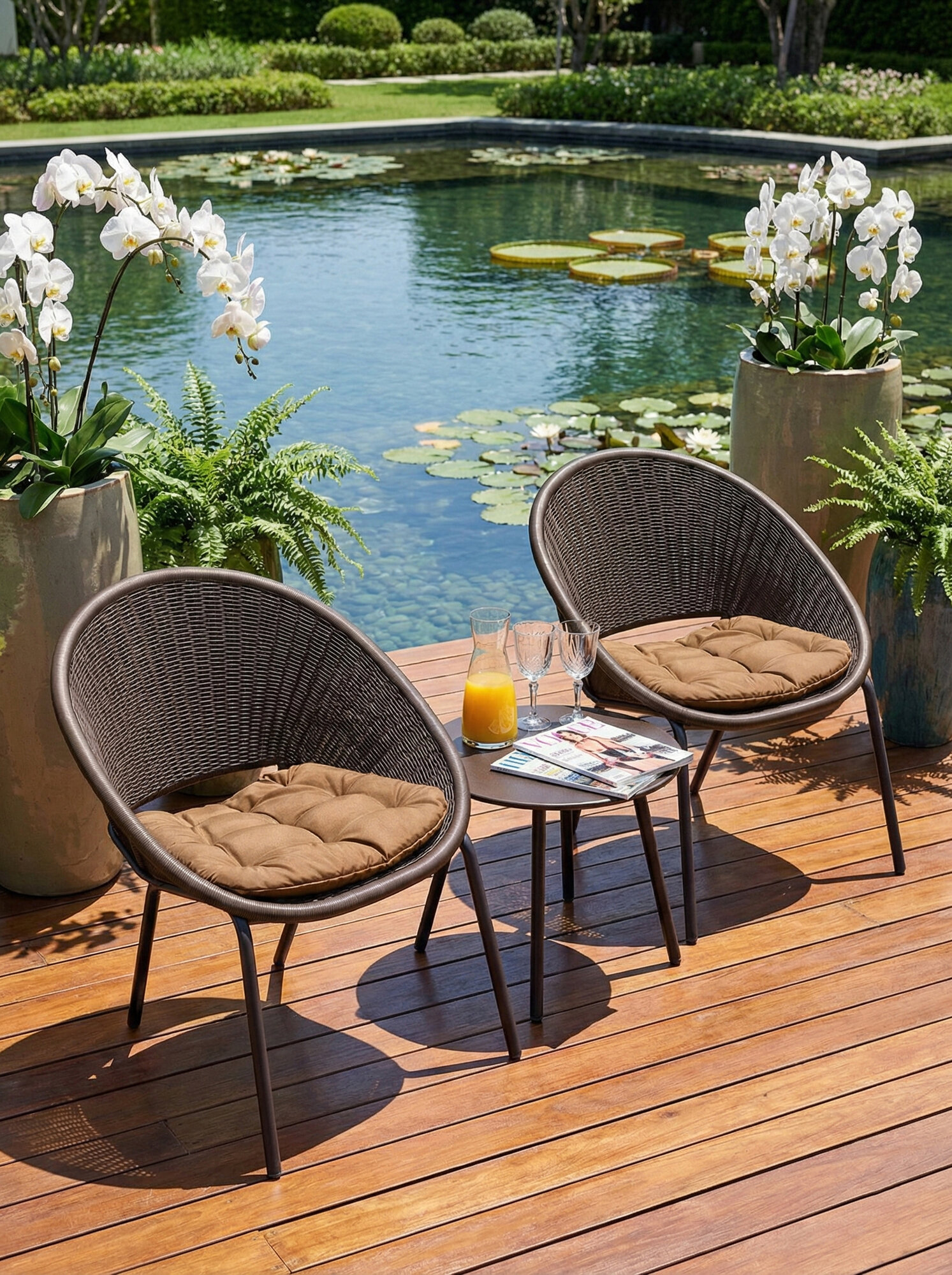 Комплект из пластика Бильбао (Bilbao), коричневый, подушка: коричневая