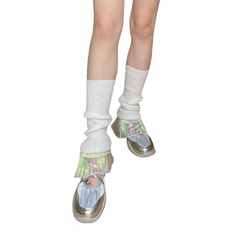 Женские трикотажные гольфы с рифлением, Белый