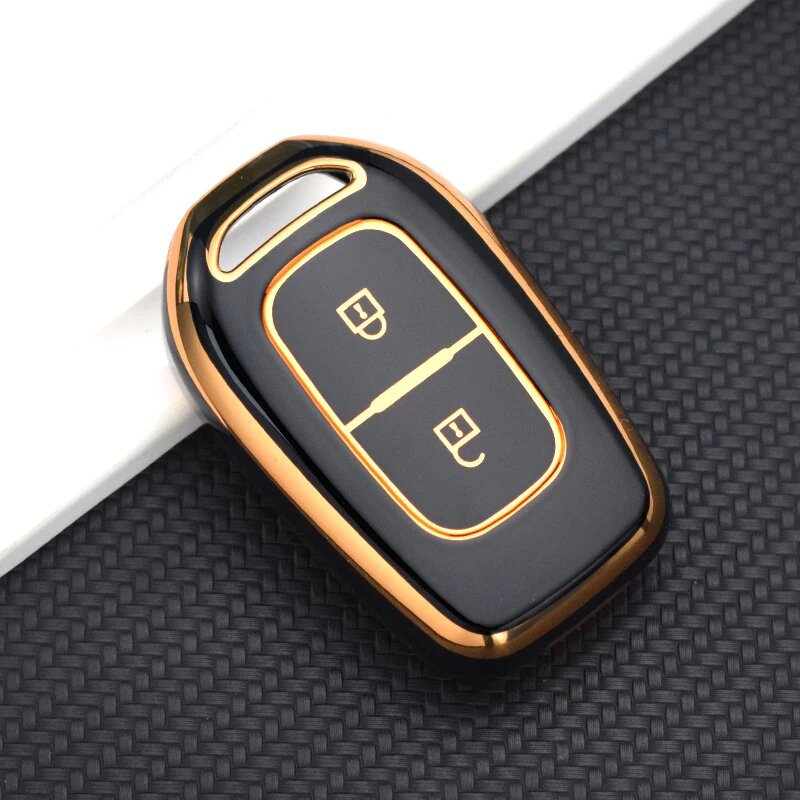 Чехол-брелок для ключей Renault 2 кнопки, черный