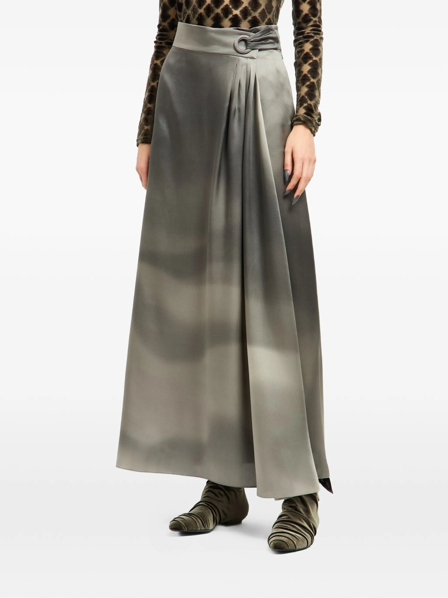 Юбка GIORGIO ARMANI Pleated maxi skirt, размер 36, grey — фото 1
