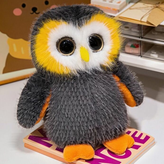 Мягкая игрушка мудрая плюшевая реалистичная Сова букля 25 см