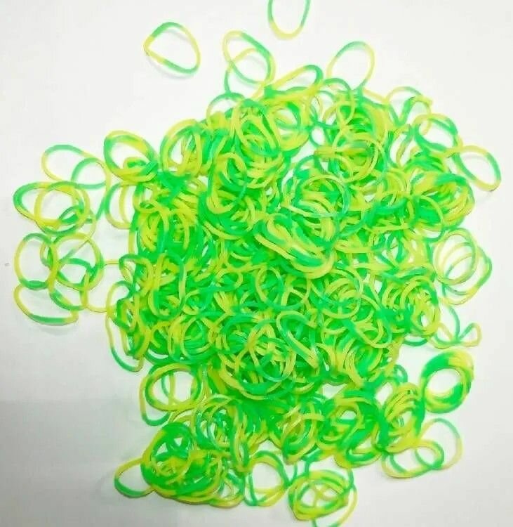 Резиночки для плетения зеленые с желтым 600 шт