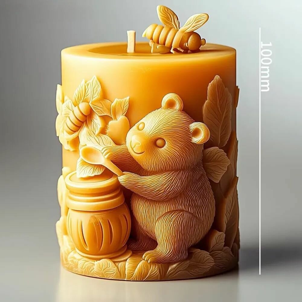 3D-рельефные силиконовые формы для свечей в виде медведя, формы для эпоксидной смолы в виде медовых сот