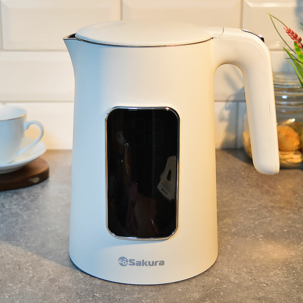 Чайник электрический 1.7л Sakura SA-2192DW "Premium", 2200вт, 5 режимов, дисплей, белый
