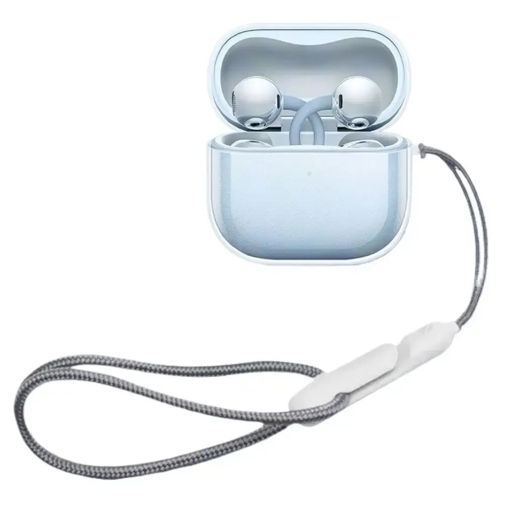 Прозрачный силиконовый чехол для наушников Huawei FreeClip2 With lanyard