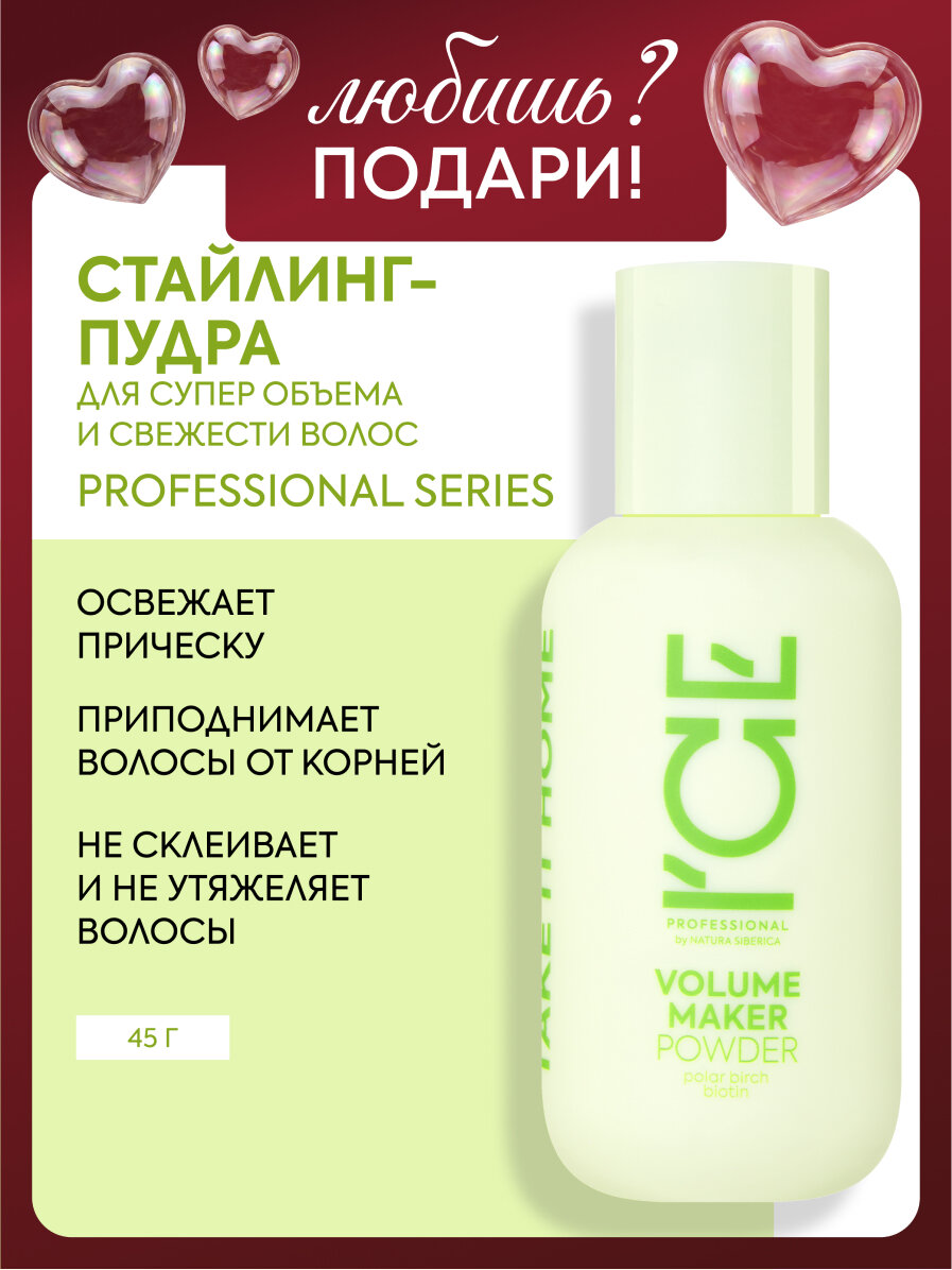 ICE Professional by Natura Siberica Volume Maker Сухой шампунь пудра для придания свежести и объема волосам у корней 45г