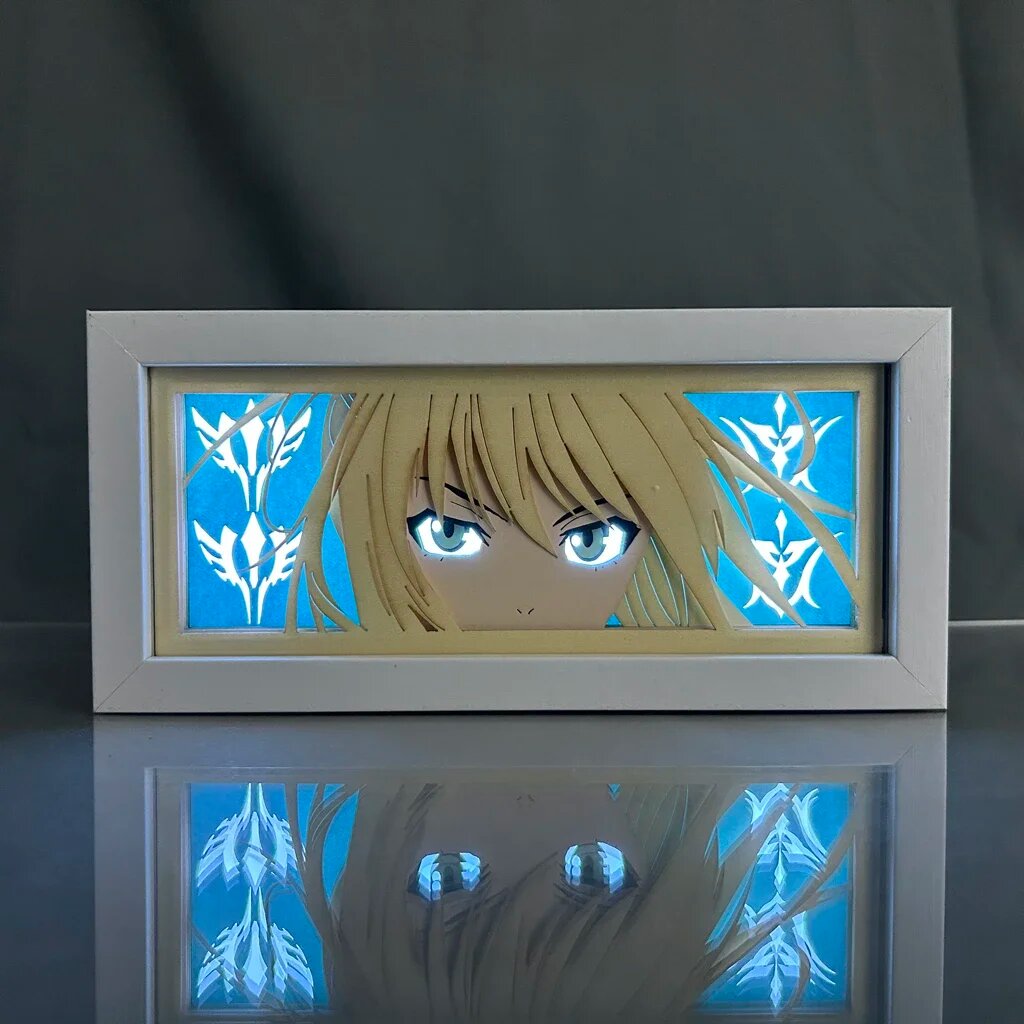 Световой короб Saber Fate Stay Night, аниме, светодиодный светильник для украшения спальни, настольный светильник, подарок на день рождения, манга, настольные лампы