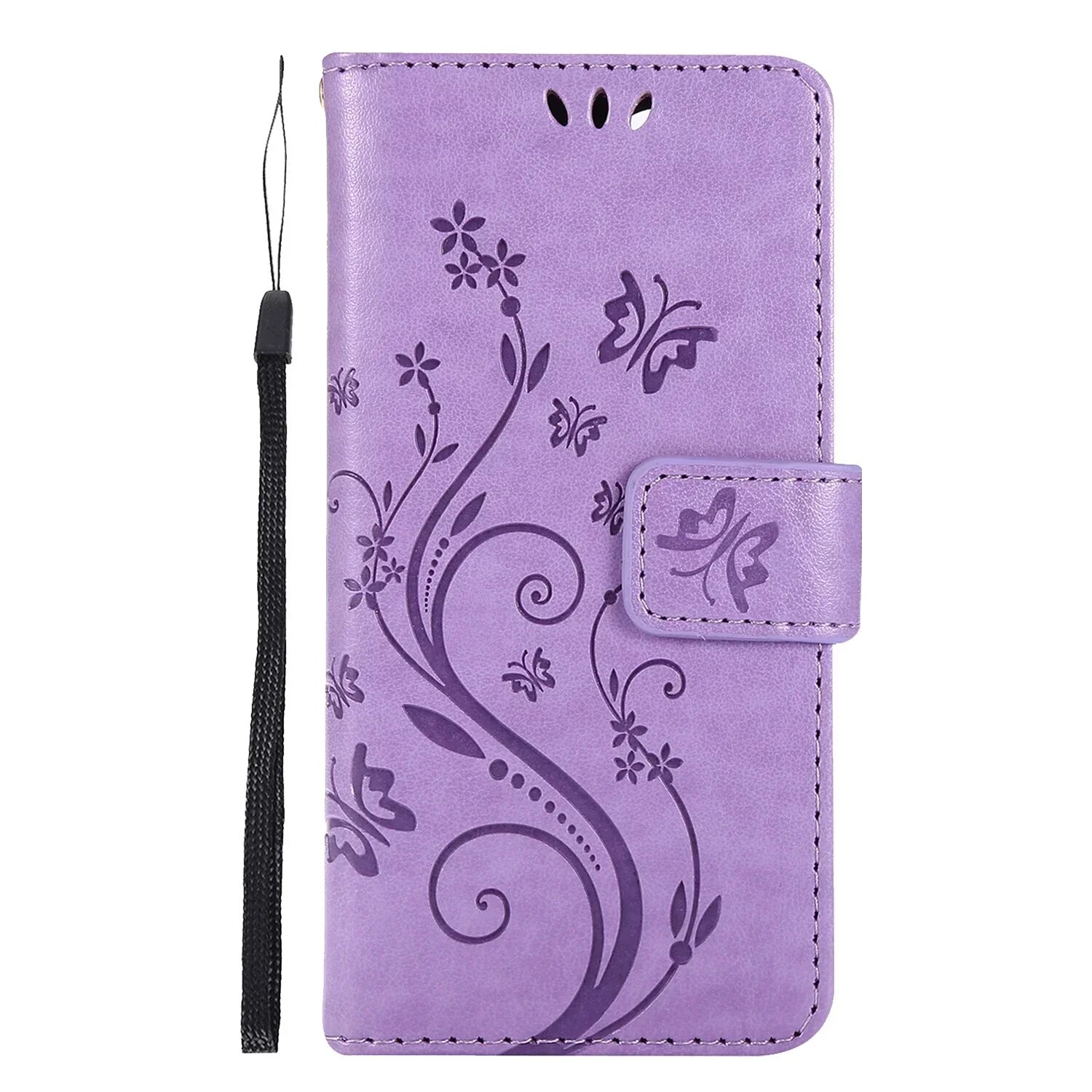 Кошелек с магнитной кожаной откидной крышкой для iPhone 16 Pro Max Фиолетовый, GH0026, iPhone 15 Pro