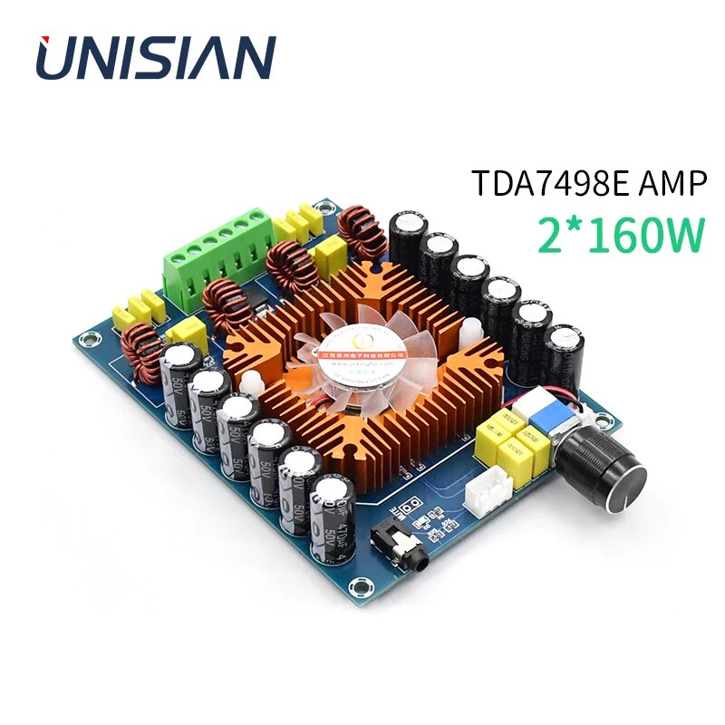 UNISIAN 160 Вт усилитель мощности звука TDA7498E цифровой 2,0-канальный модуль платы усилителей высокого звука