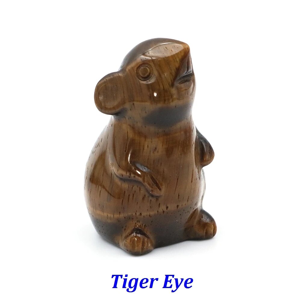 Резная статуя мыши из камня 1 pc, Tiger Eye