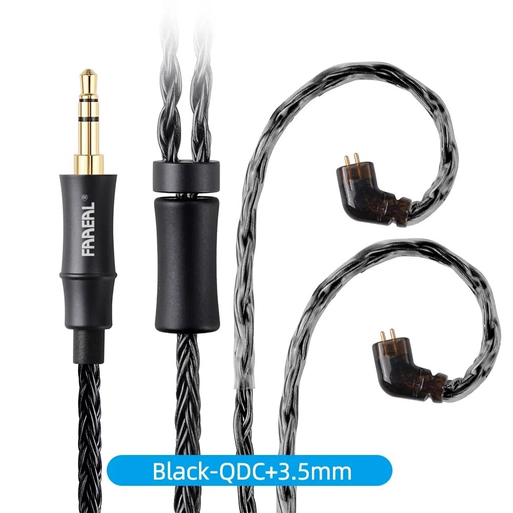 Кабель для наушников FAAEAL Black-QDC 3.5mm, черный