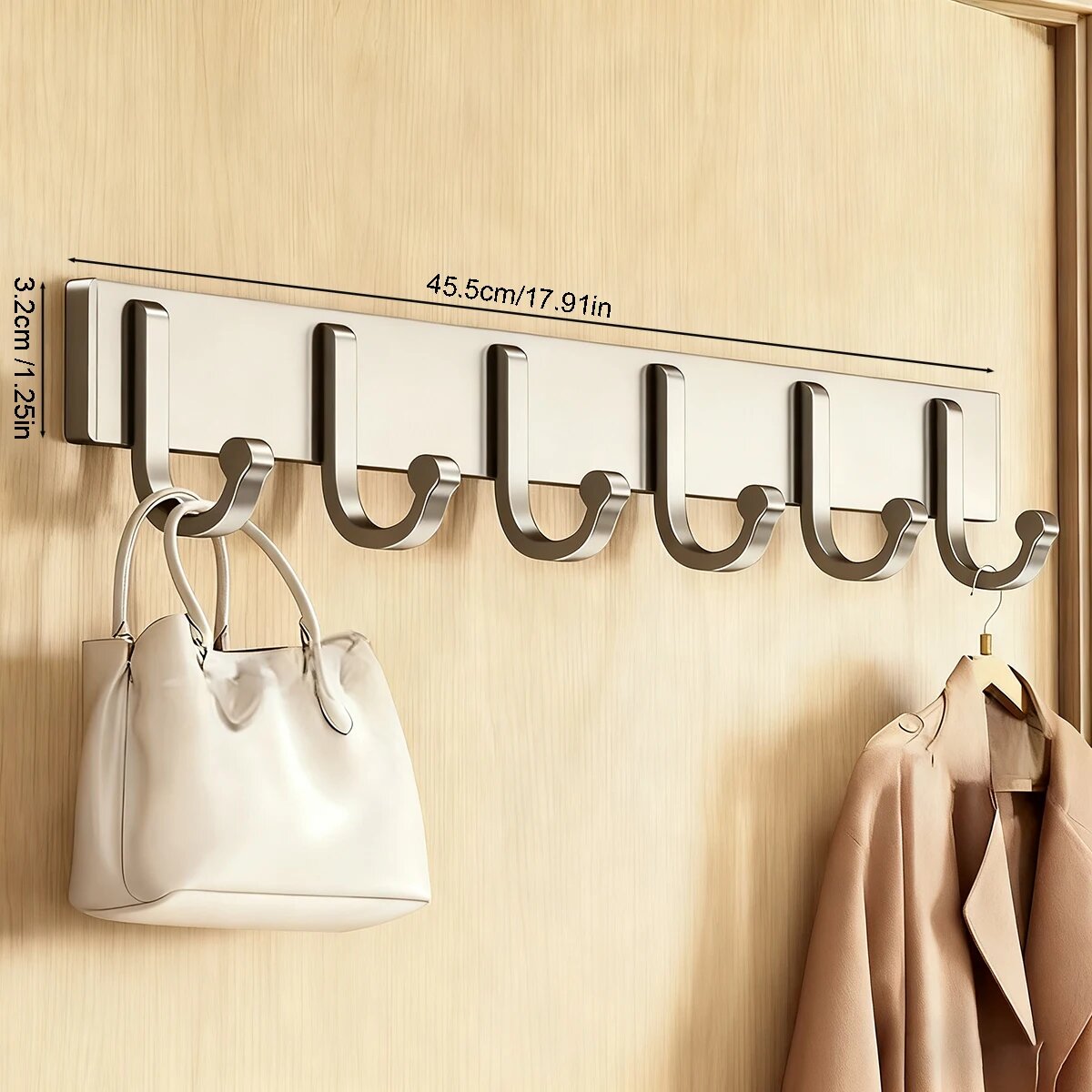 Алюминиевая вешалка для одежды Grey-6hooks