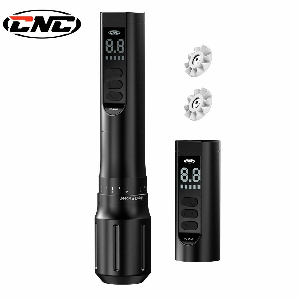CNC X WE PRO Беспроводная тату машинка с двумя аккумуляторами и сменными эксцентриками (3.0-4.0 мм)