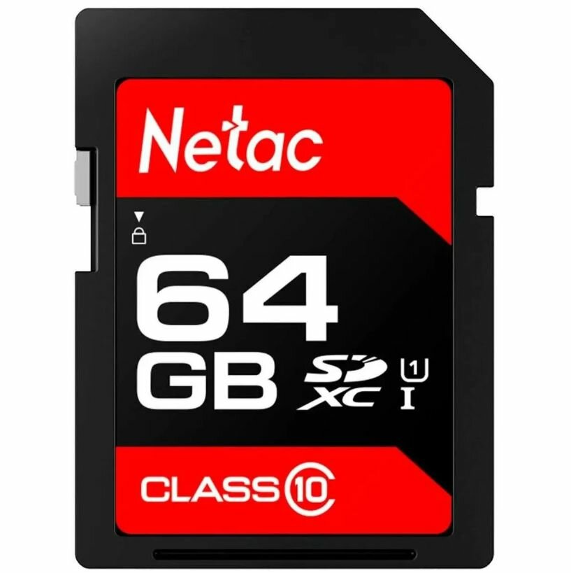 Карта памяти NETAC P600 SDXC 64 ГБ (NT02P600STN-064G-R) - Class 10, UHS-I U1, чтение - 80 Мбайт/сек