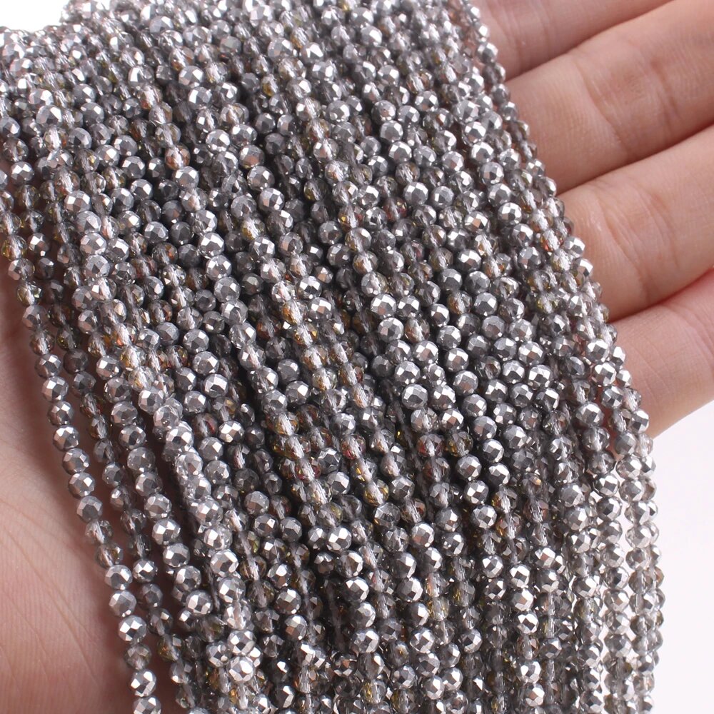 Хрустальные бусины AB, смешанные, 2-3 мм, 5 нитей Серебряный, 2mm(about 900pcs), 70. Hong Huo Yan AB