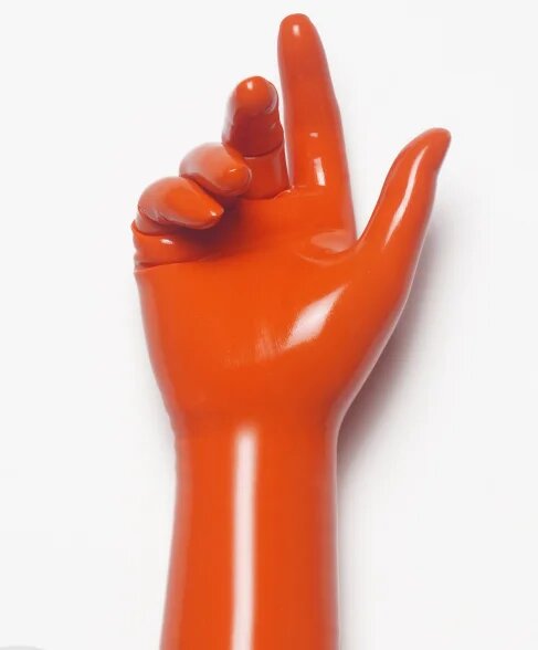 Латексные перчатки чёрные короткие Оранжевый, XL, short orange
