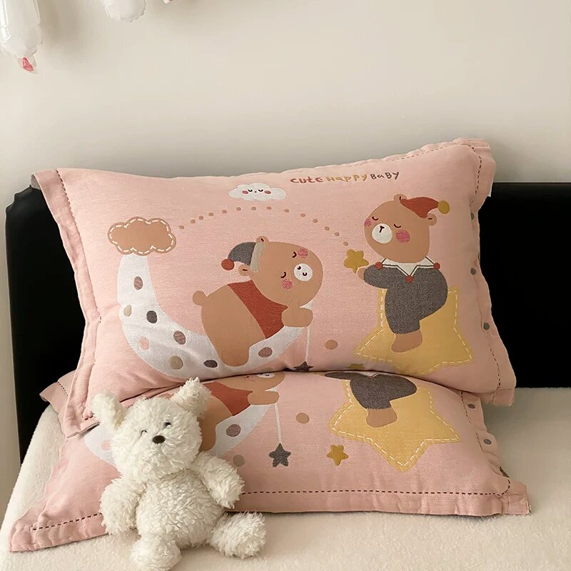 Подушка 48x74 см из хлопка, комплект из двух, дизайн Dreaming Capybara, 100% чистый хлопок, мягкая подушка