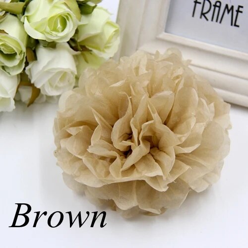 Свадебные помпоны из бумаги 20 шт. 20pcs mix 2sizes, Коричневый, Brown