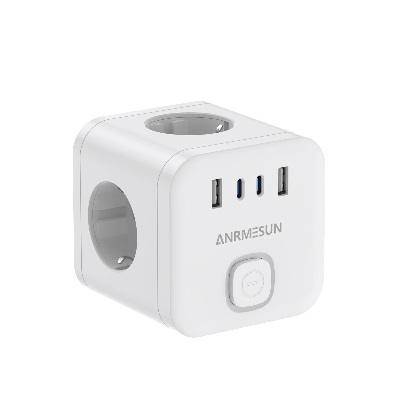 ANRMESUN Удлинитель с розетками и USB 7-в-1 Белый, 3AC 2U2C PD20W