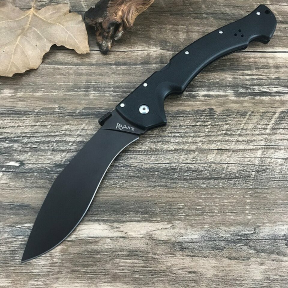 Cold Steel RAH II Kukri Складной карманный нож Тактический Боевой EDC Складной нож для кемпинга на открытом воздухе с ручкой из черного нейлонового волнистого волокна