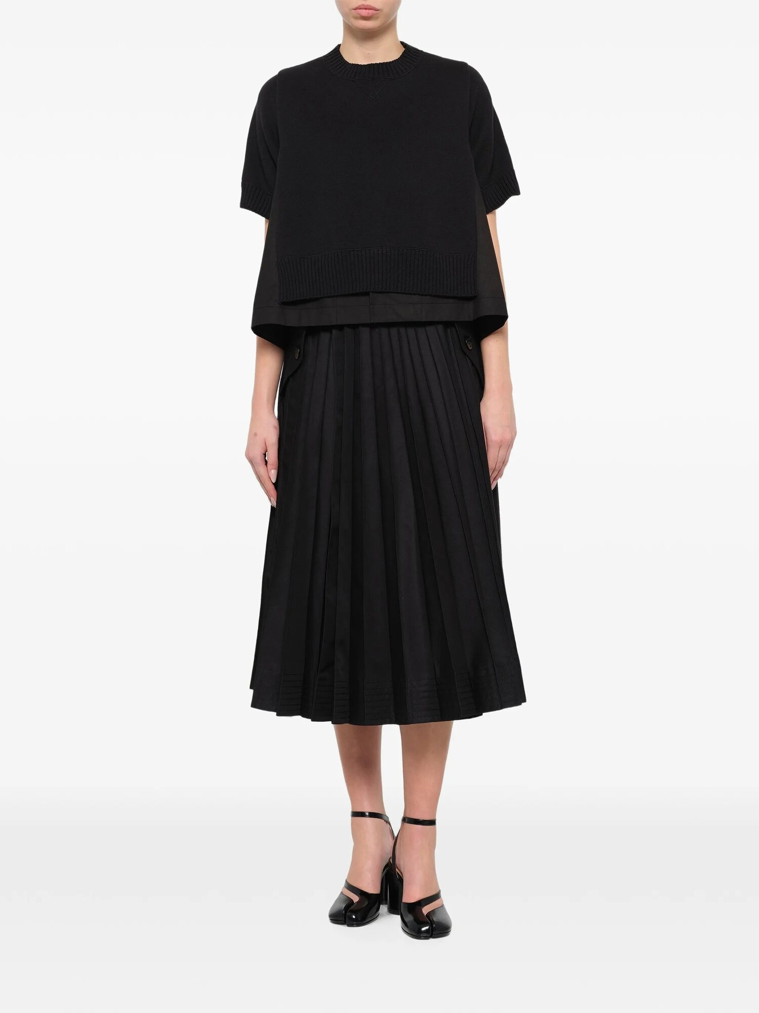 Футболка Sacai Layered-panel T-shirt, размер 42, black — фото 1