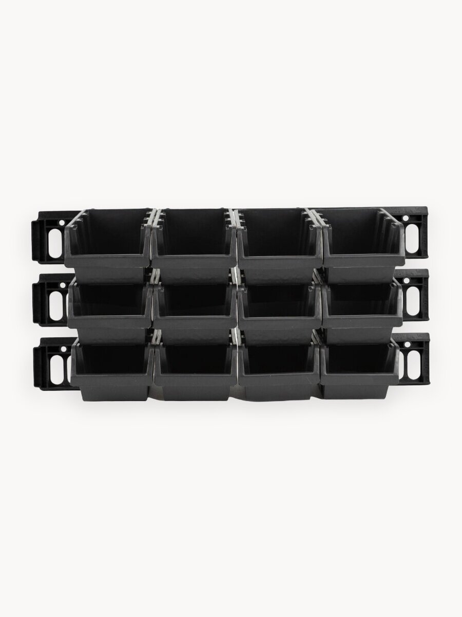 Органайзер настенный, лотки для метизов с планками 225х155х120 мм (12 лотков+6 планок)