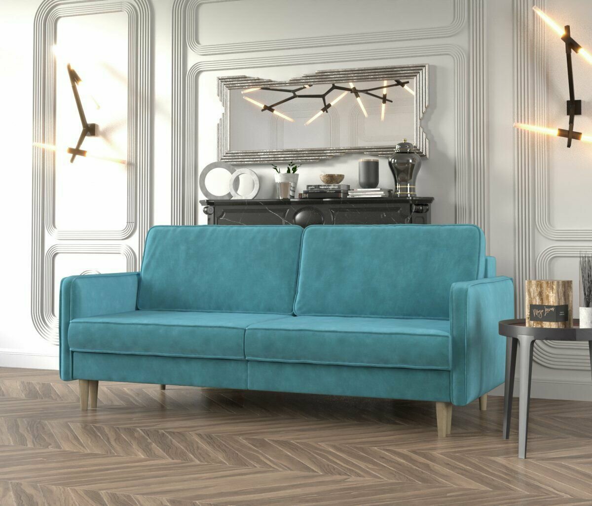 Диван прямой Монэ бирюзовый