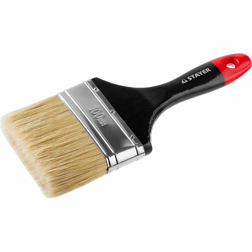 Плоская кисть STAYER Professional Universal светлая натуральная щетина, деревянная ручка, 100мм, 4" 0104-100