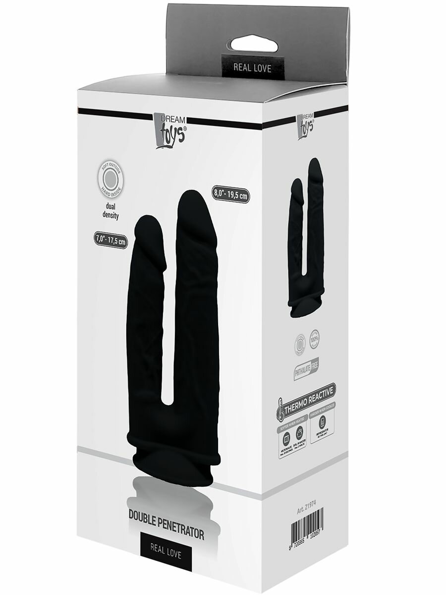 Двойной фаллоимитатор на присоске "REAL LOVE DUAL DENSITY DOUBLE PENETRATOR" 18см