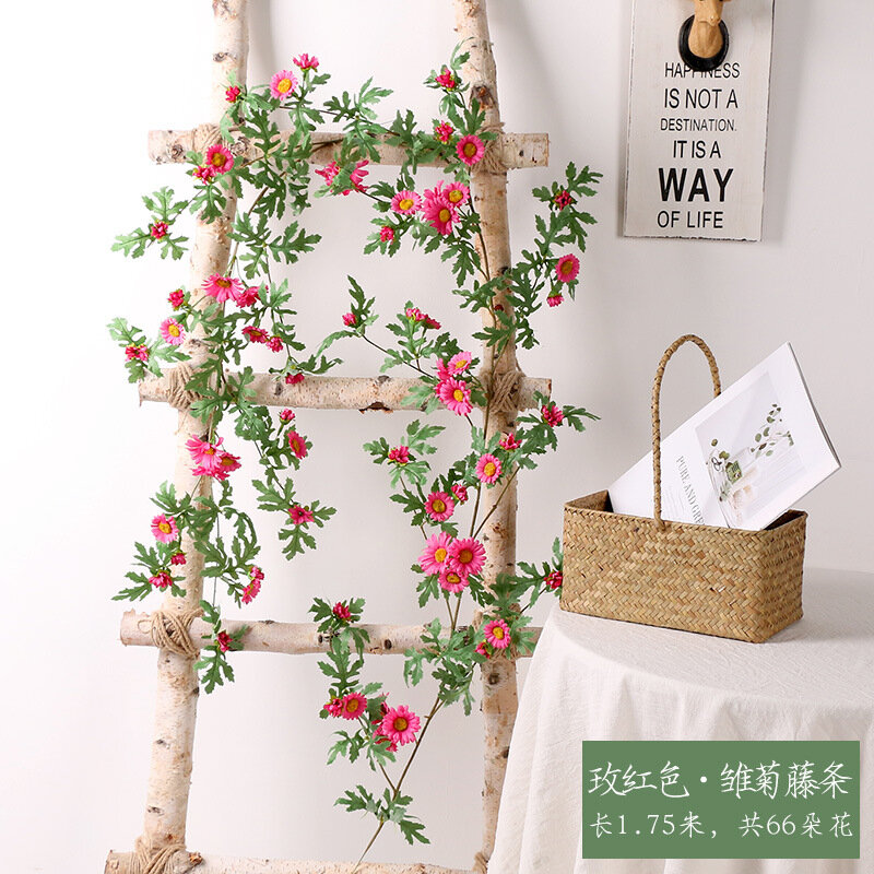 Искусственная гирлянда из ромашек, маленькая гирлянда из подсолнухов, искусственная цветочная гирлянда для украшения труб кондиционера в гостиной и оконных экранов в помещении.