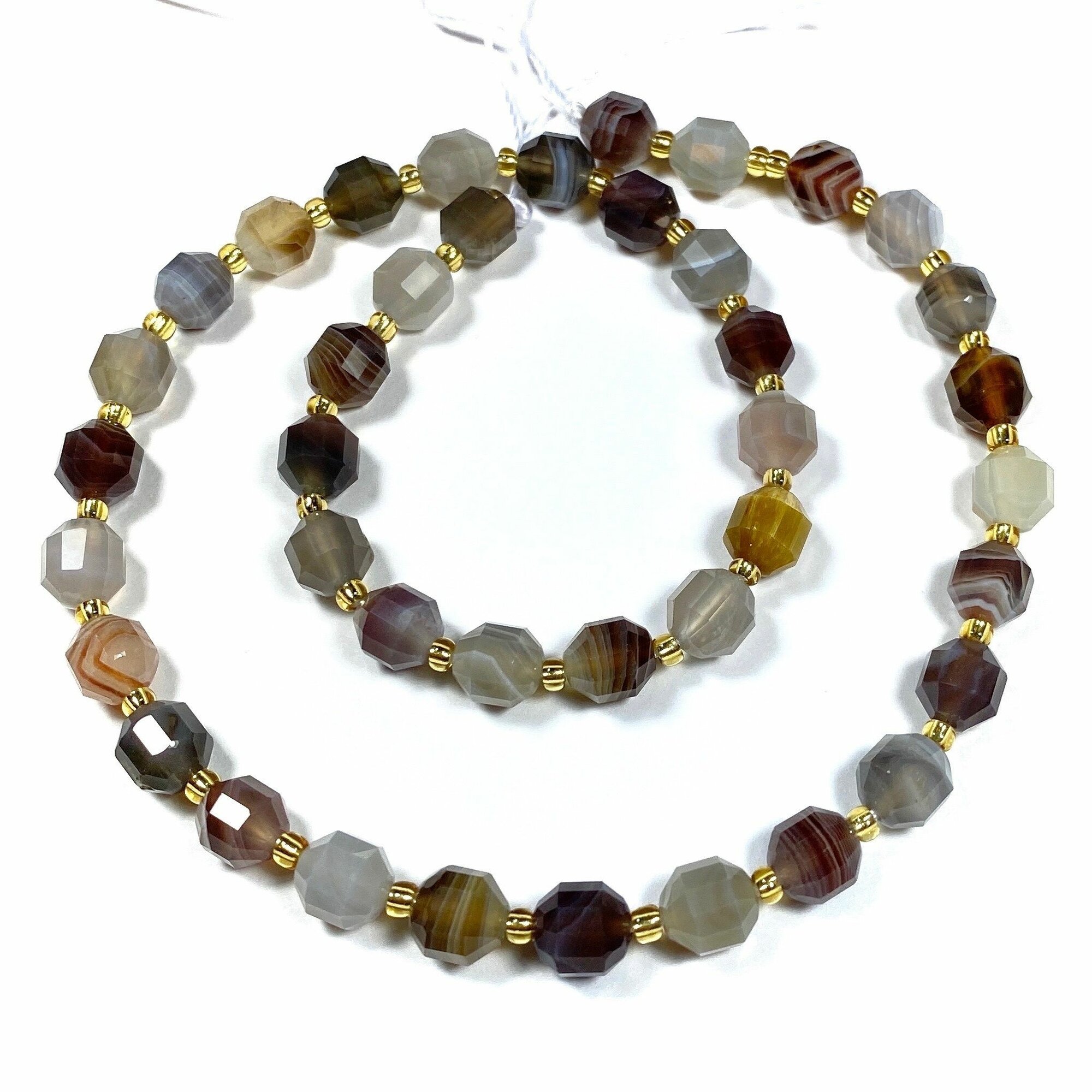 Бусины агат Ботсвана А бочонок гранёный 9 х 10 мм (нить 19 см), Suntrim