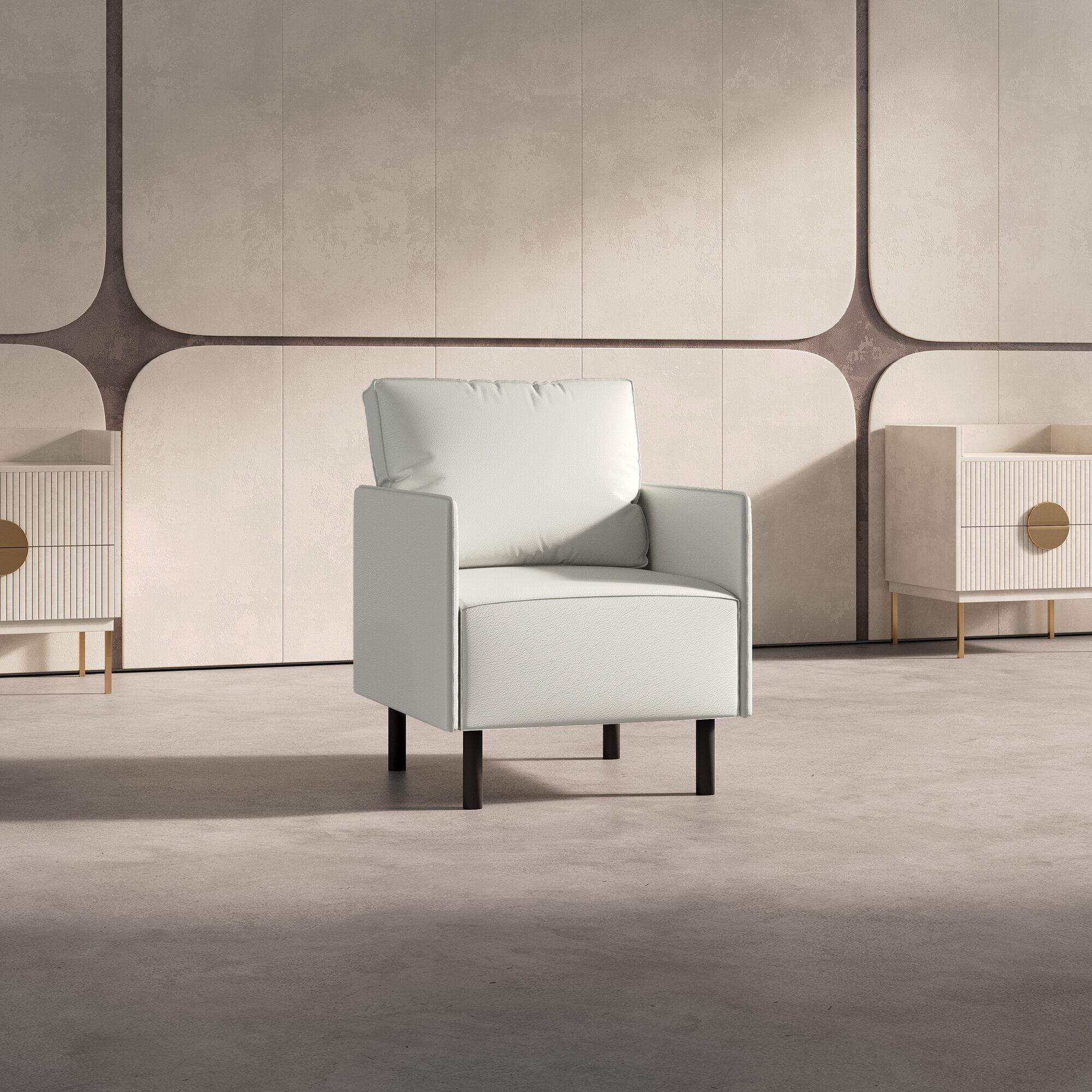 Кресло ORION, с подушкой, универсальное, в офис, студию, экокожа белое