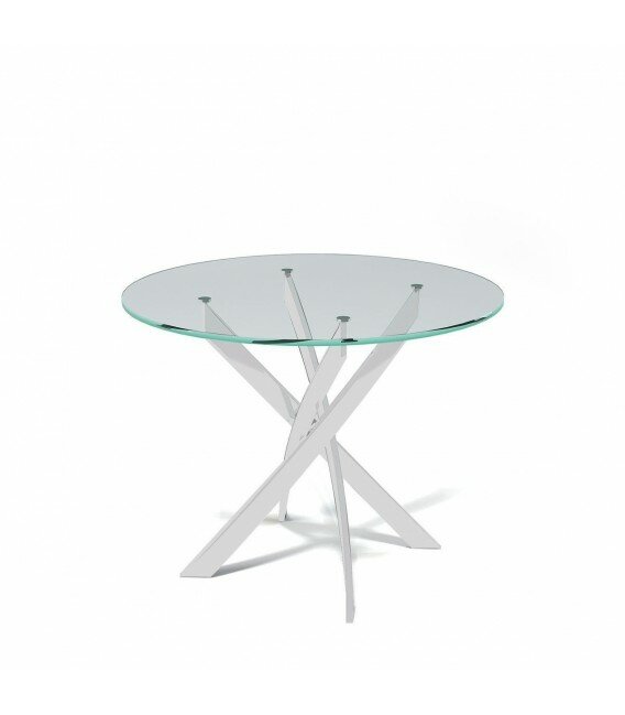 Стол KENNER R1000 белый/стекло прозрачное