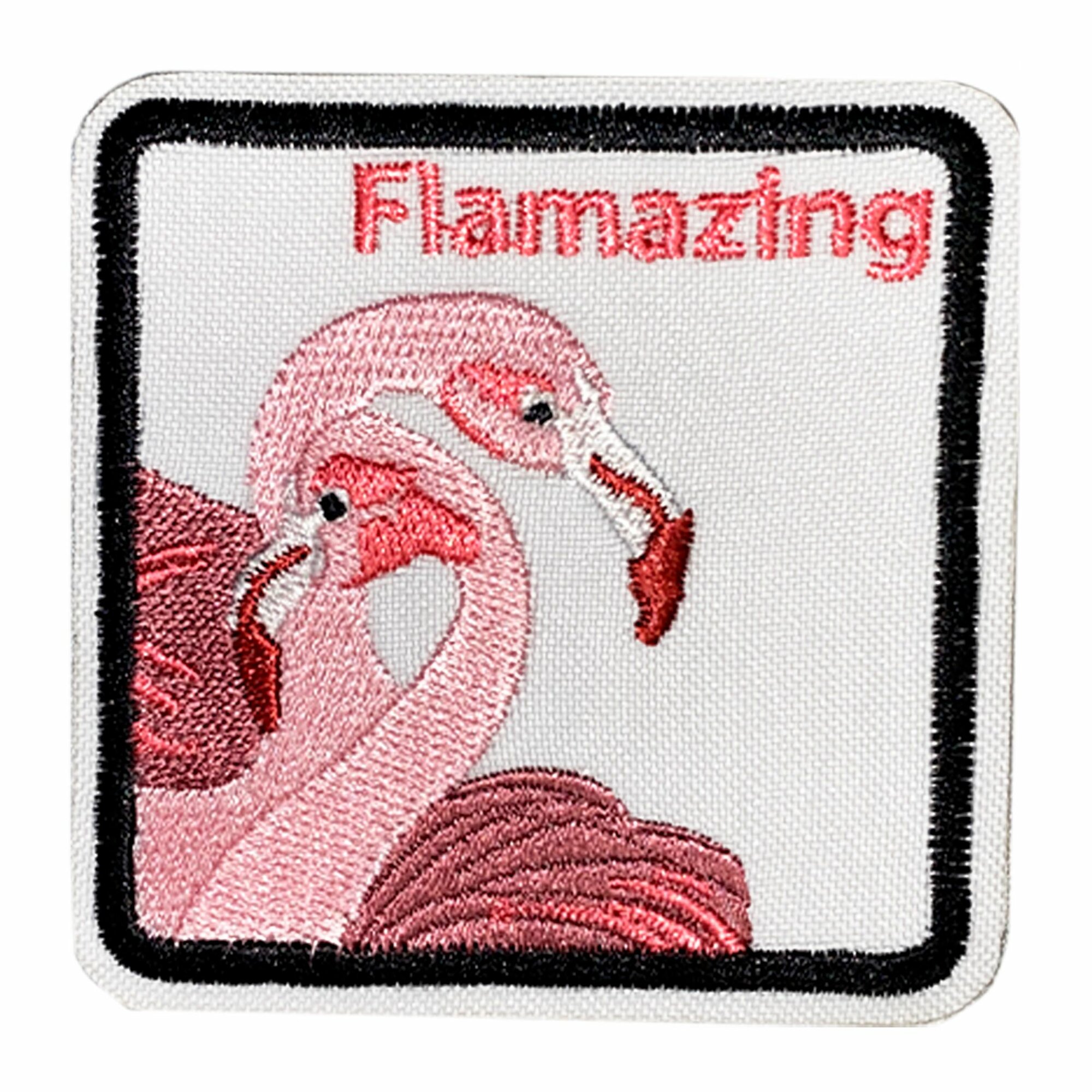 Нашивка, шеврон, патч (patch) на липучке Два фламинго Flamazing, размер 7*7 см