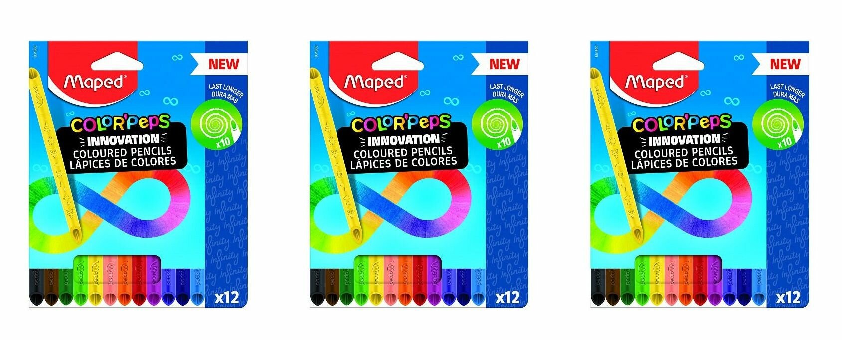 Maped Набор цветных карандашей, Colorpeps infinity, 12 цветов, 3 уп.