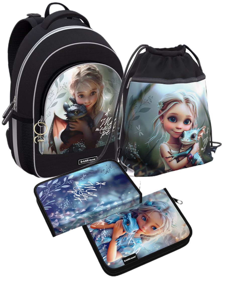 Школьный рюкзак с грудной перемычкой ErichKrause ErgoLine® 15L Magic Pet 62795/3