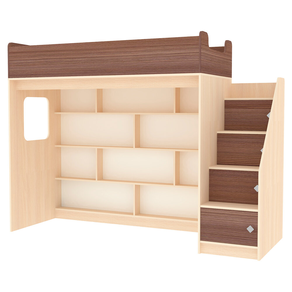 Кровать чердак Л-C602.3 75x175 Дуб Молочный Бодего Темный