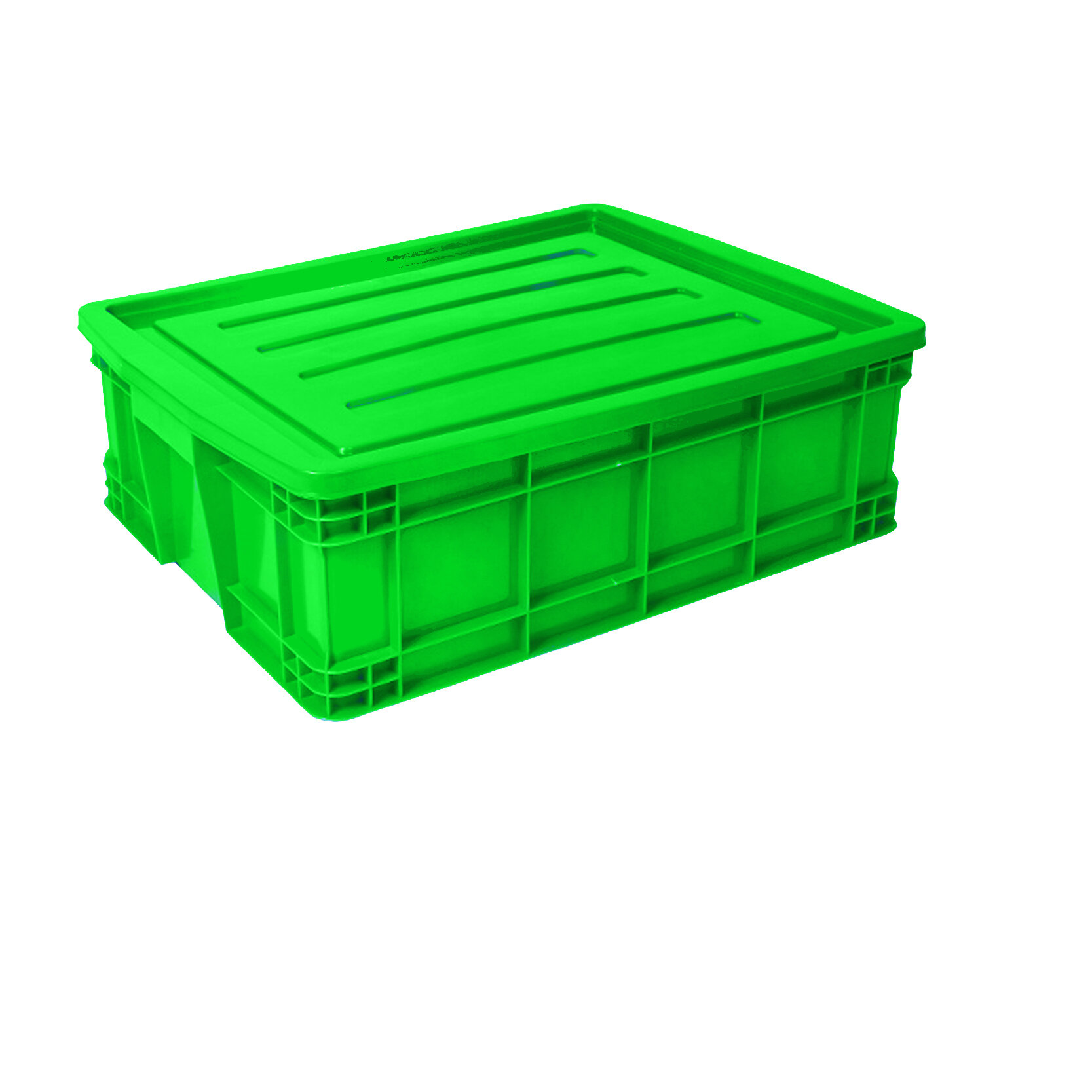Логистический контейнер Jufuyuan, пластик, 74,5х56х23 см, зеленый, с крышкой