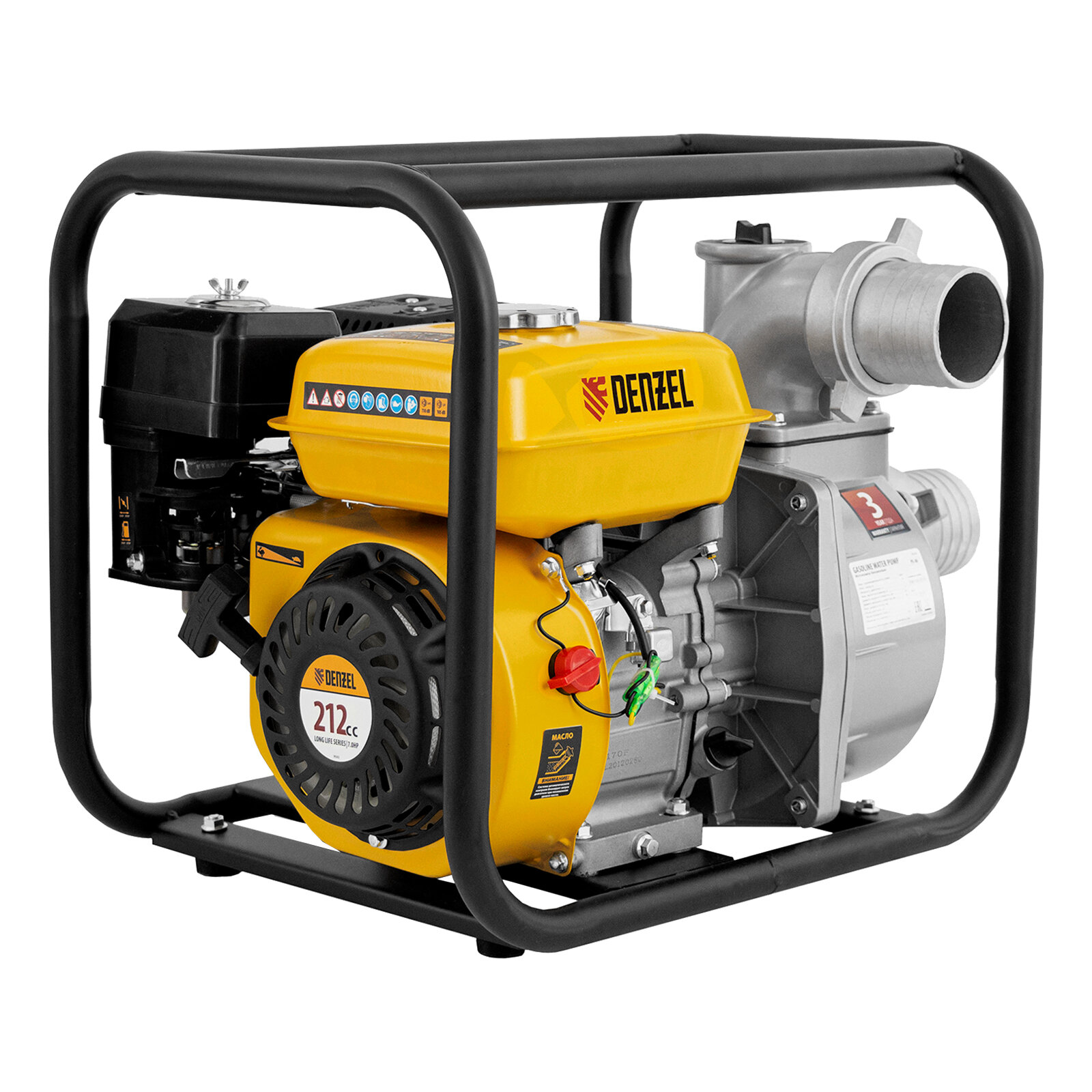 Мотопомпа бензиновая для чистой воды PX-80, 7 л. с, 3", 1000 л/мин, глубина 8 м, напор 30 м Denzel 99202