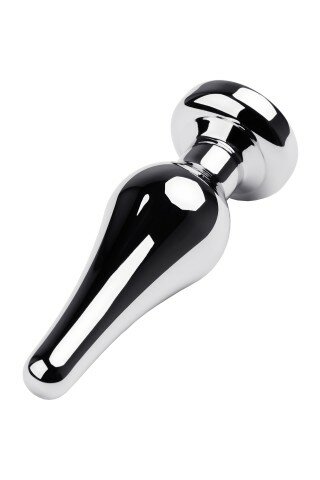 Анальная втулка Metal by TOYFA, серебряная, с красным кристаллом (10, Ø 3 см)