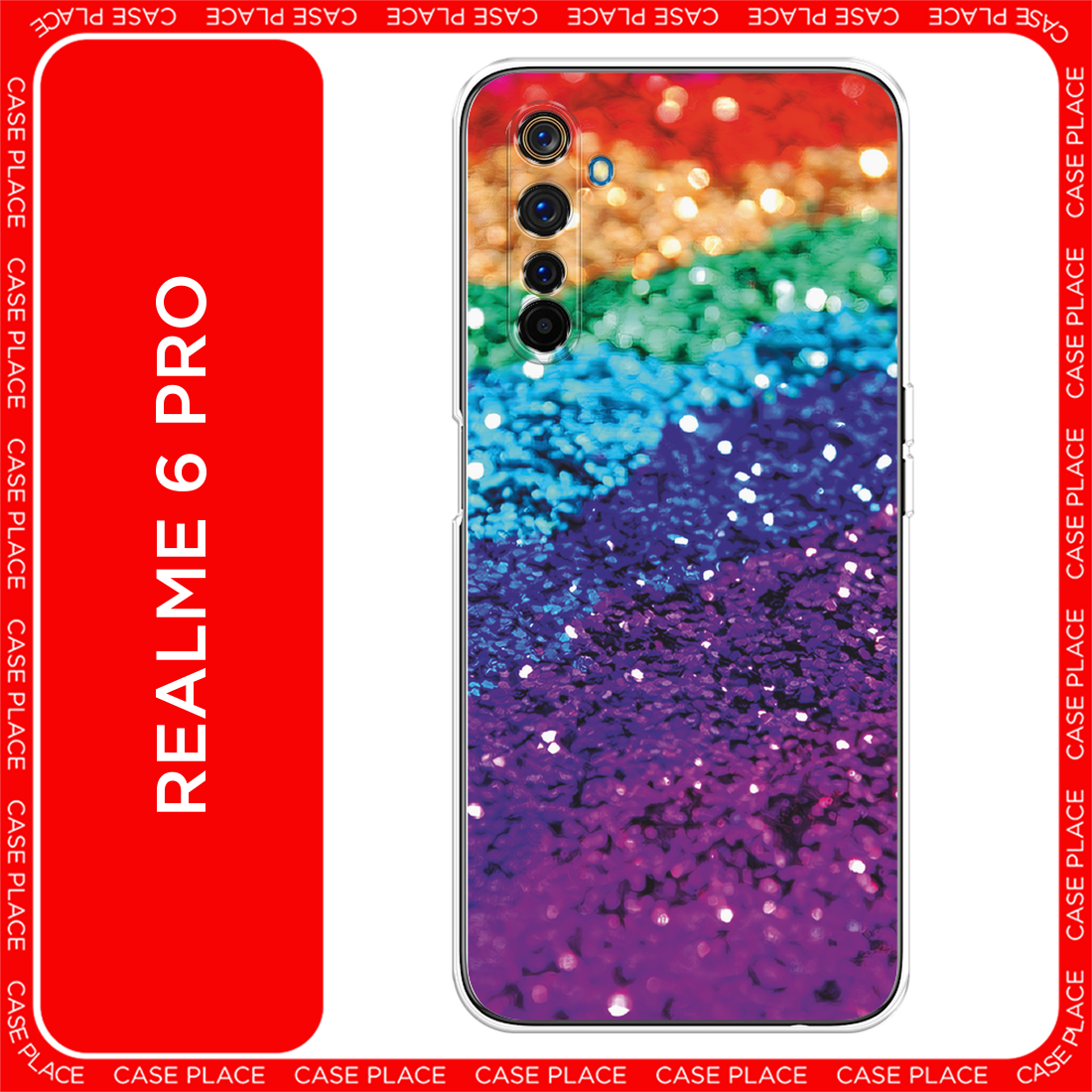 Чехол на Realme 6 Pro / Реалми 6 Про с принтом Блестящая радуга рисунок