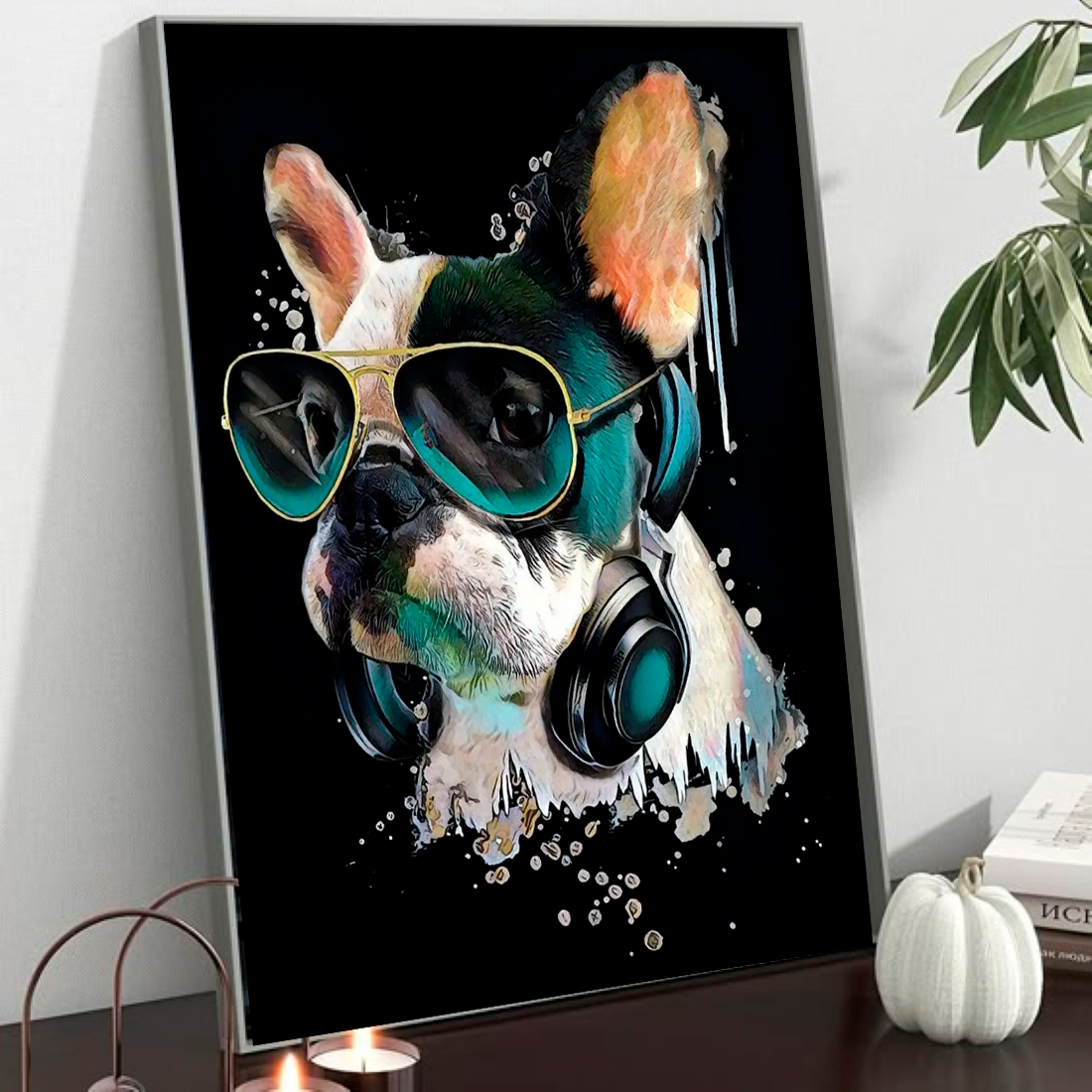 Картина по номерам "Бульдог меломан" 40х50 см, хлопковый холст на подрамнике, акрил, Hobby Home