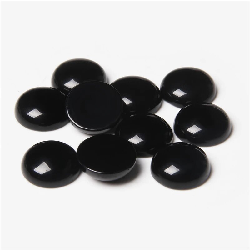 Натуральные аметисты кабошоны RISYF 10 шт. Черный, 8mm, NO.25 Black Agates