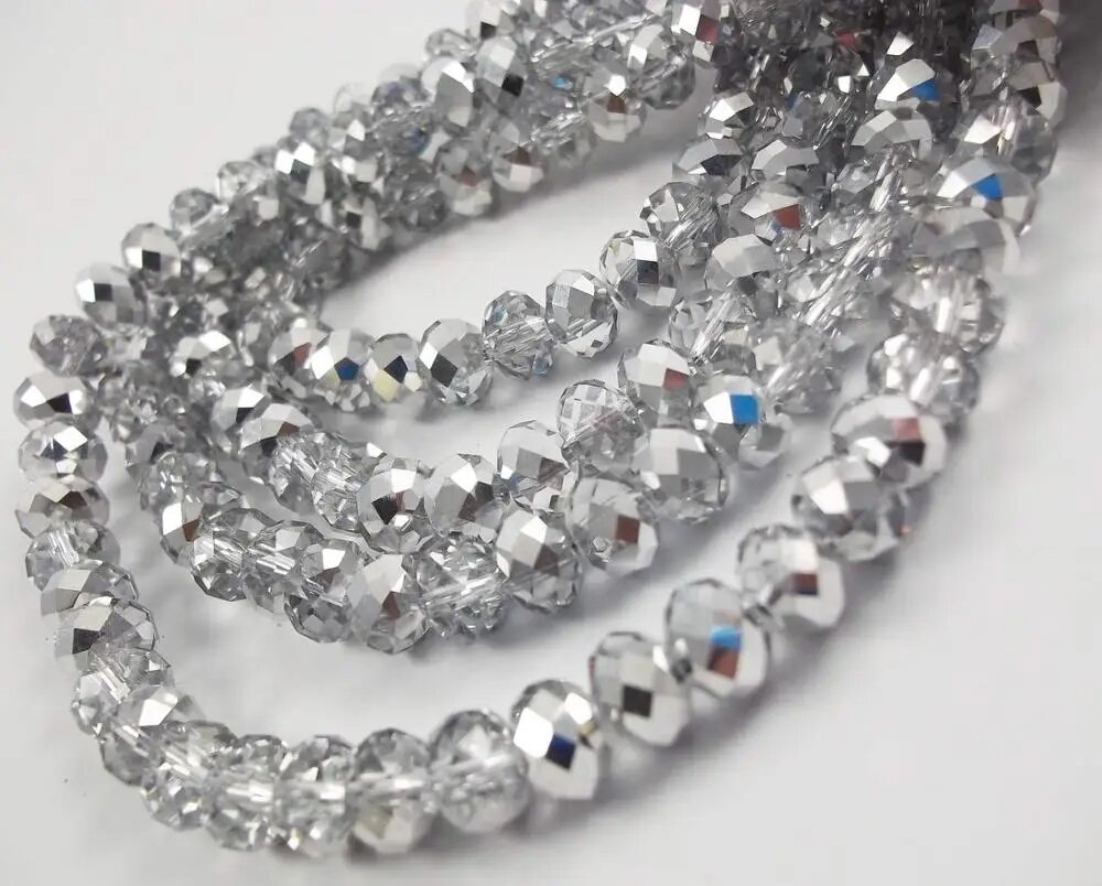 Хрустальные бусины BEAUCHAMP 4*3 мм Серебряный, 8mm 35pcs, 006