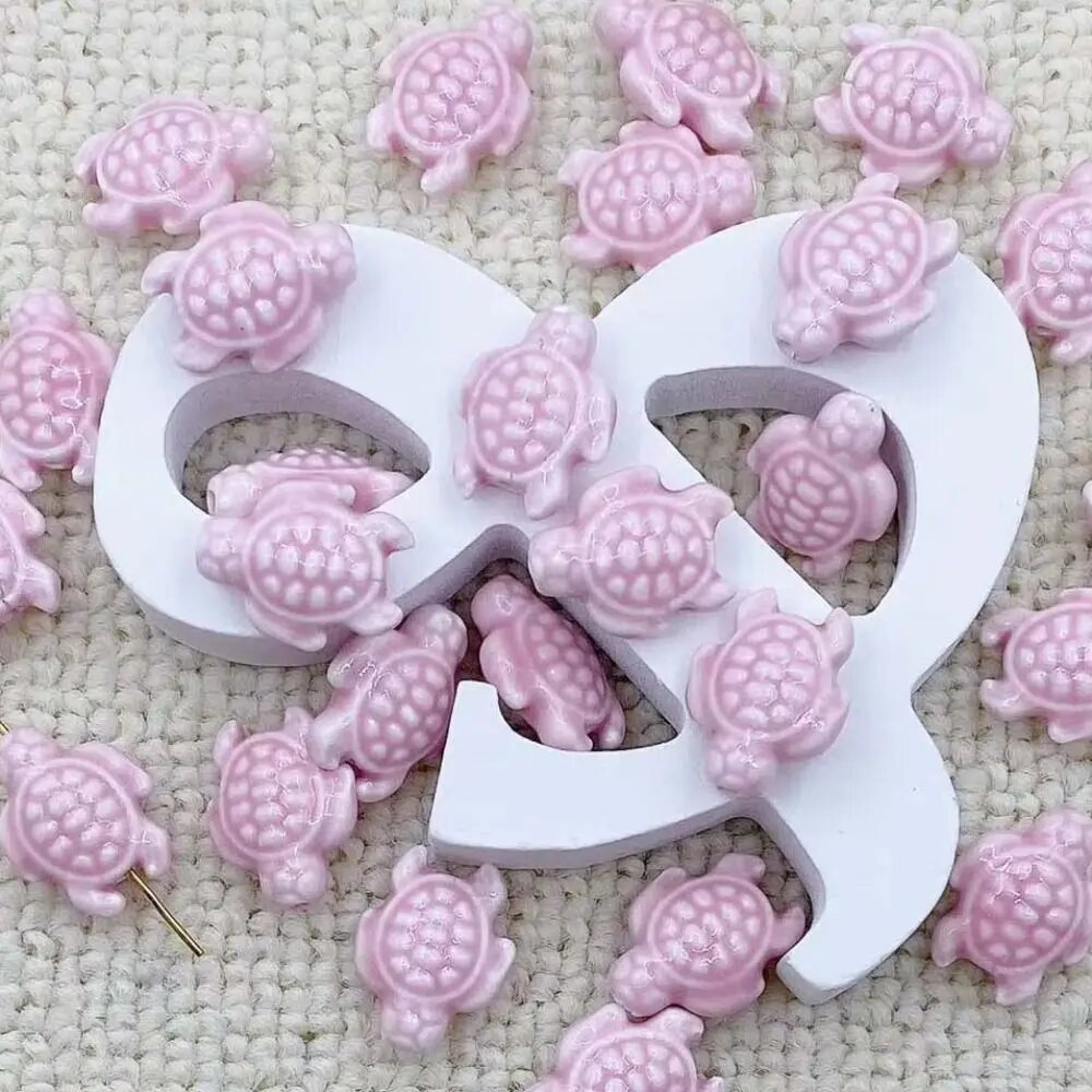 Керамические бусины морской черепахи 10 шт. Розовый, Light Pink